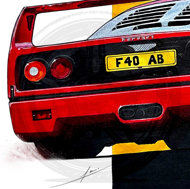 1987 Ferrari F40 Sketch Hand Made | Gift for Him | Father's Day ...