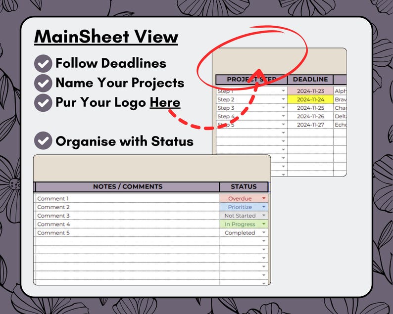 Easy Project Management Tool Instant Download Google Sheet Project ...
