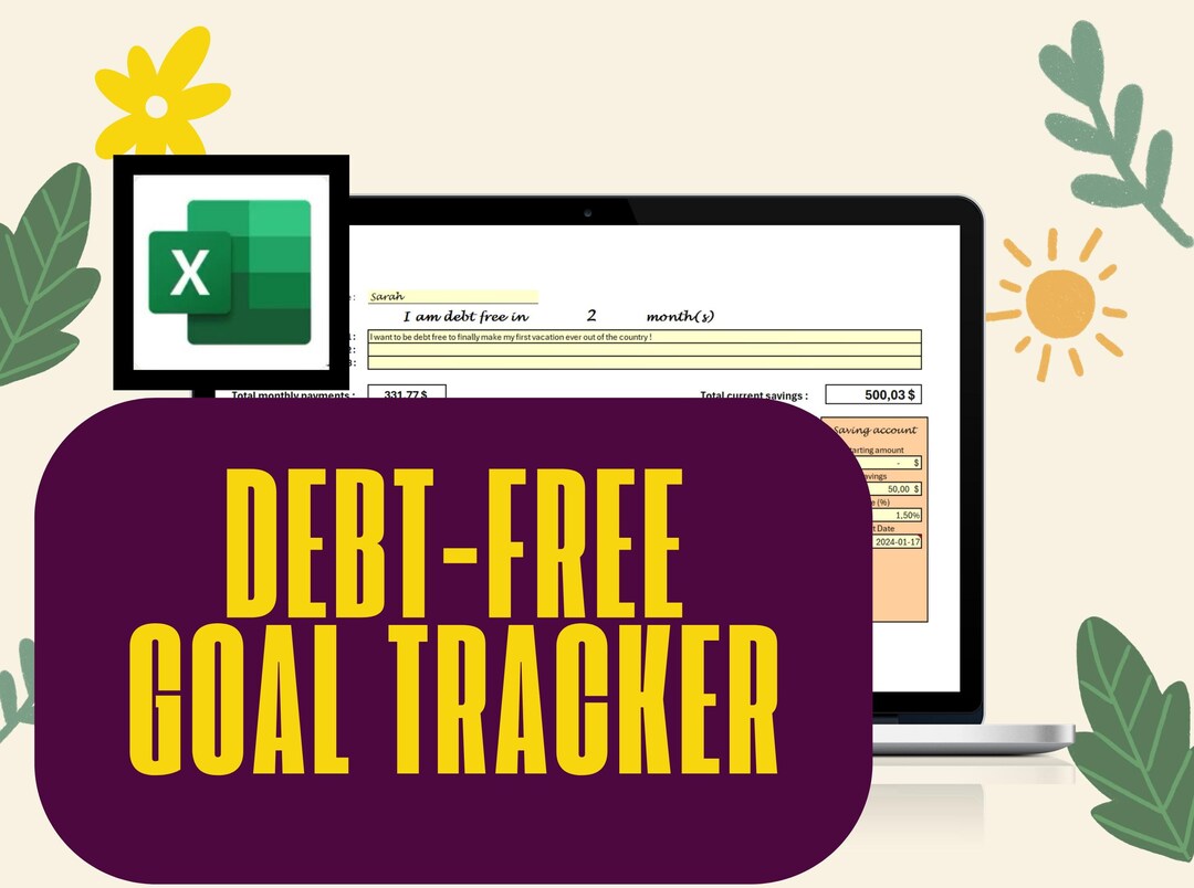 Printable Debt-free Goal Tracker Instant Download Excel Sheet Simple ...