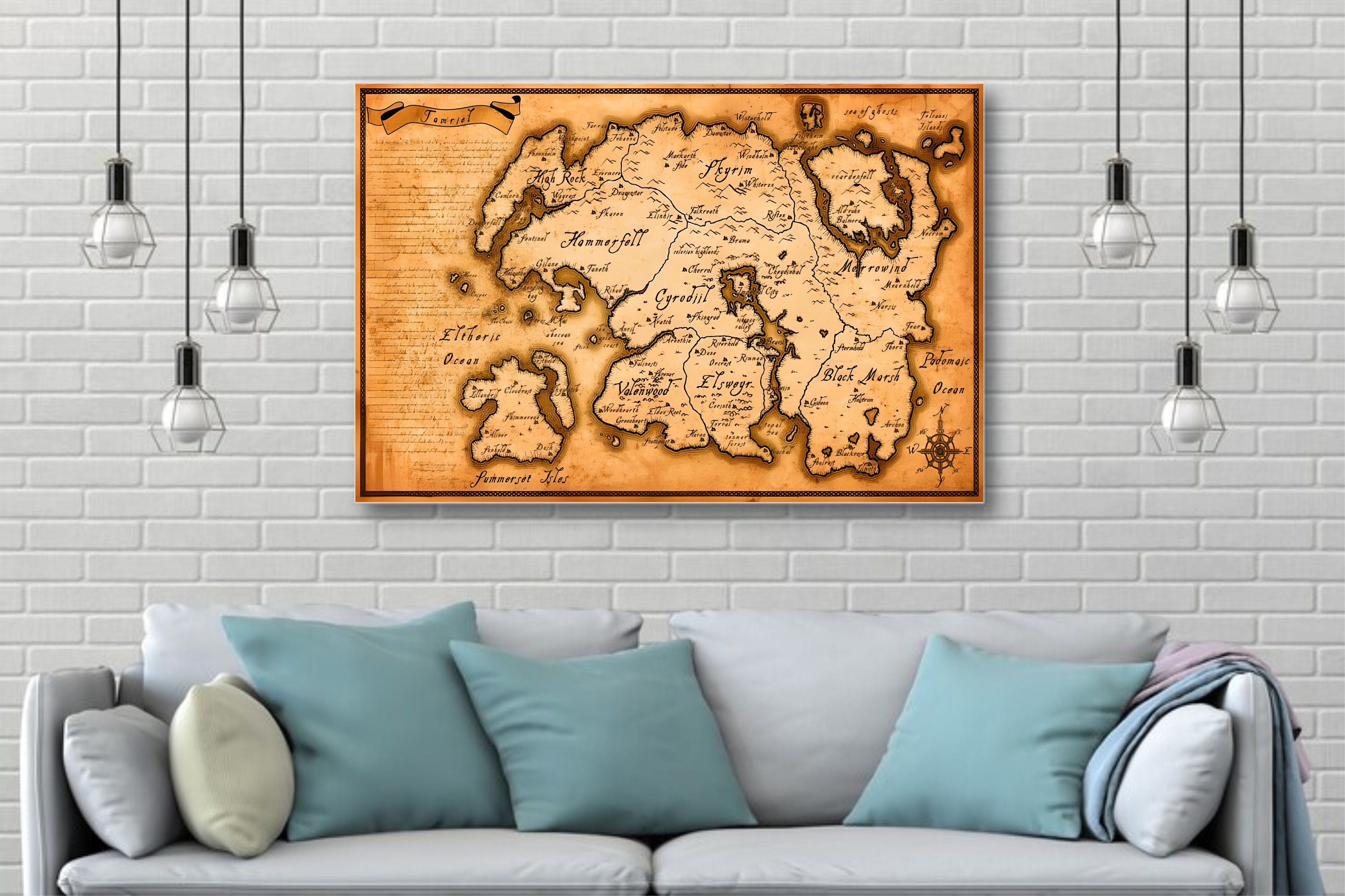 Tamriel World Map Canvas, Tamriel Map From the Elder Scrolls Online ...