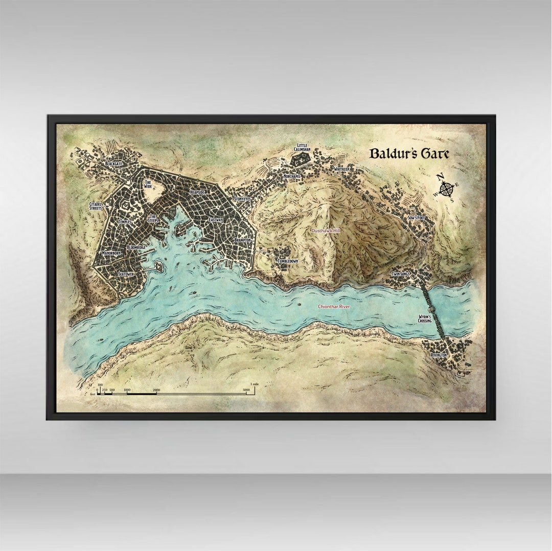 Baldurs Gate Map Poster, Dungeon and Dragons Map Print, Forgotten ...