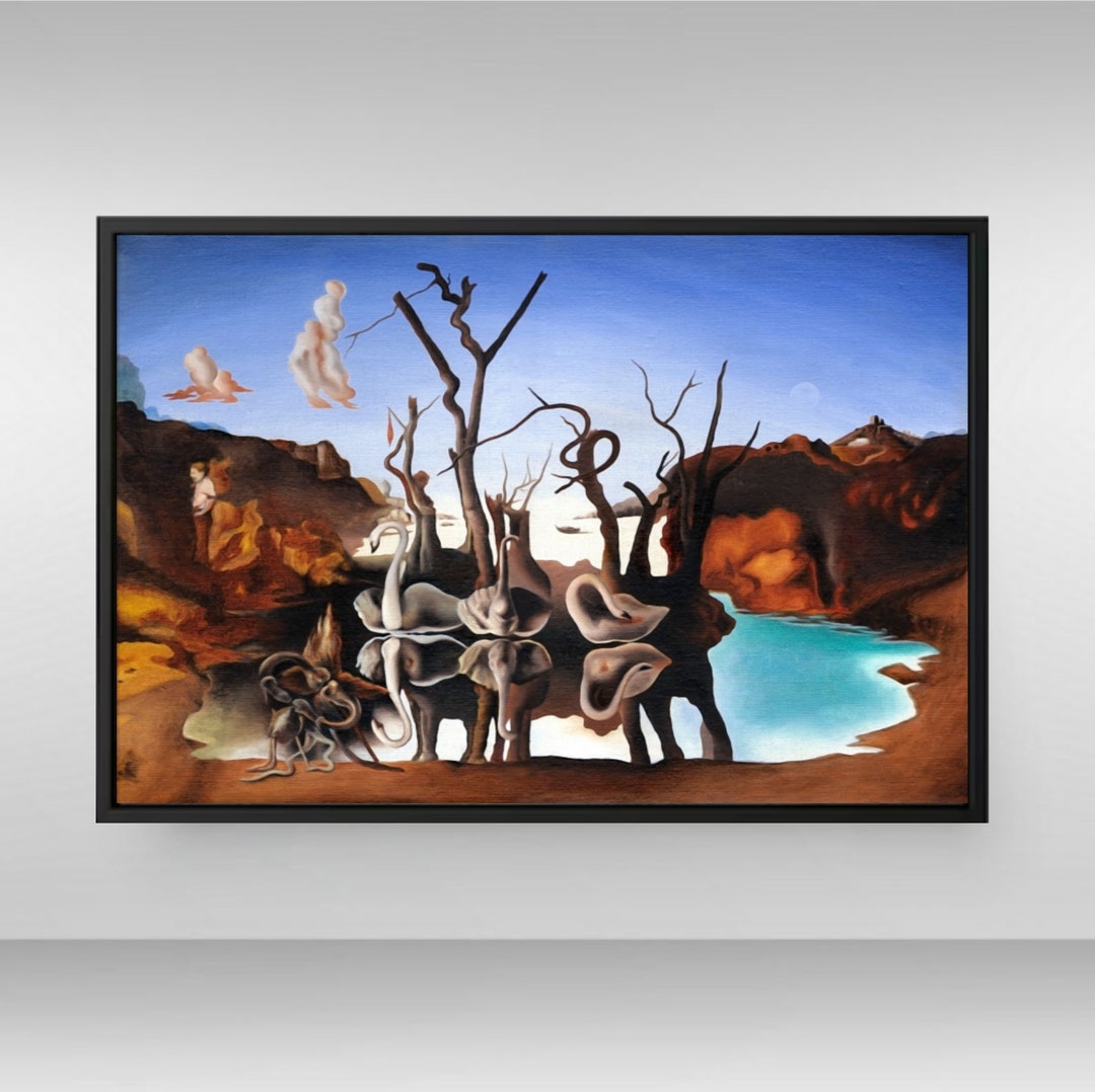 Salvador Dali swans Reflecting Elephants Repro Canvas Box Art Very ...