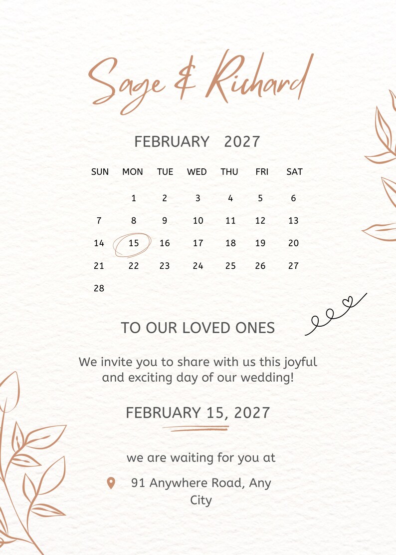 Save the Date Wedding Invitation Templates Downloadable Personalised - Etsy