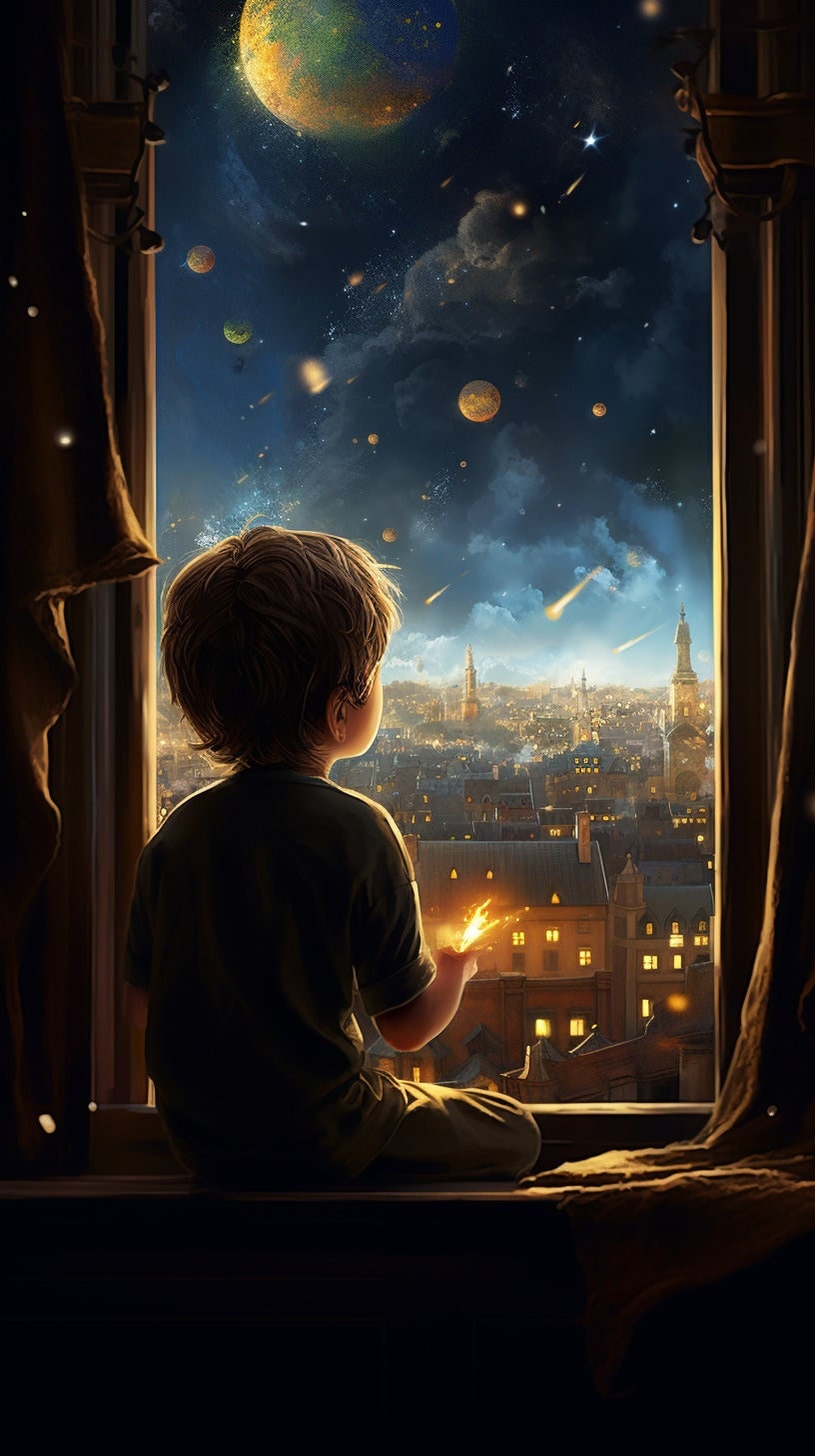 A Boy in the Window, Digital Art, Digital Download - Etsy