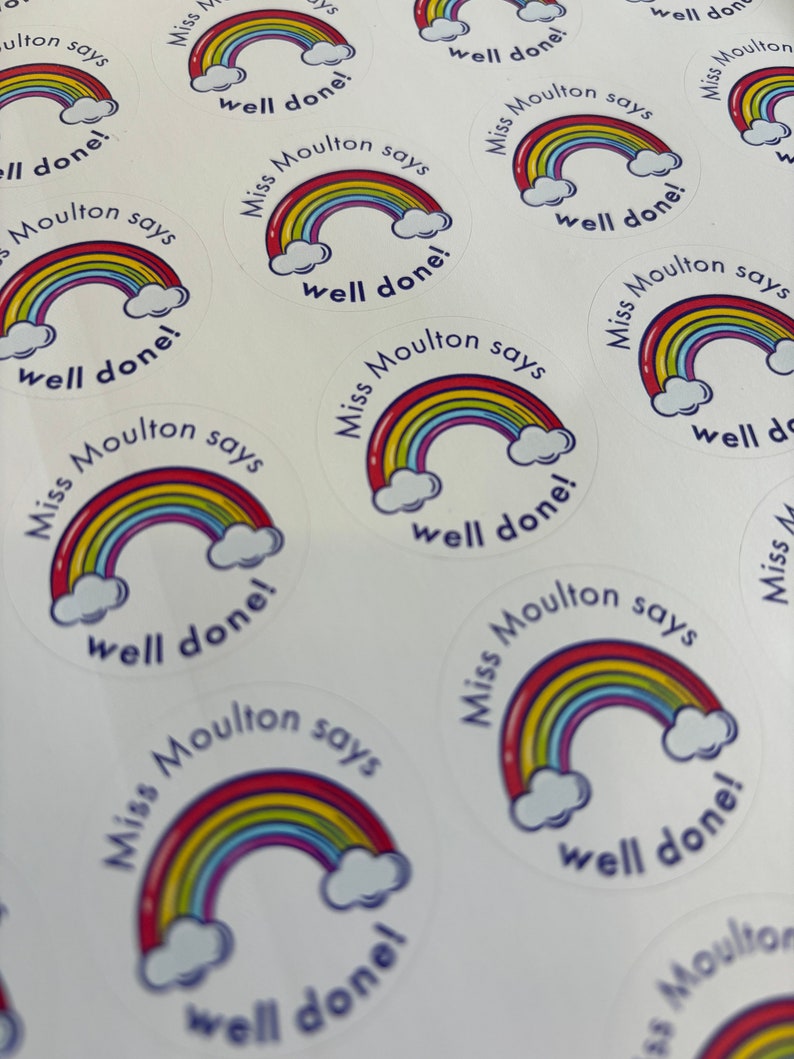 Personalised Well Done Teacher Stickers Custom Made Stickers ...