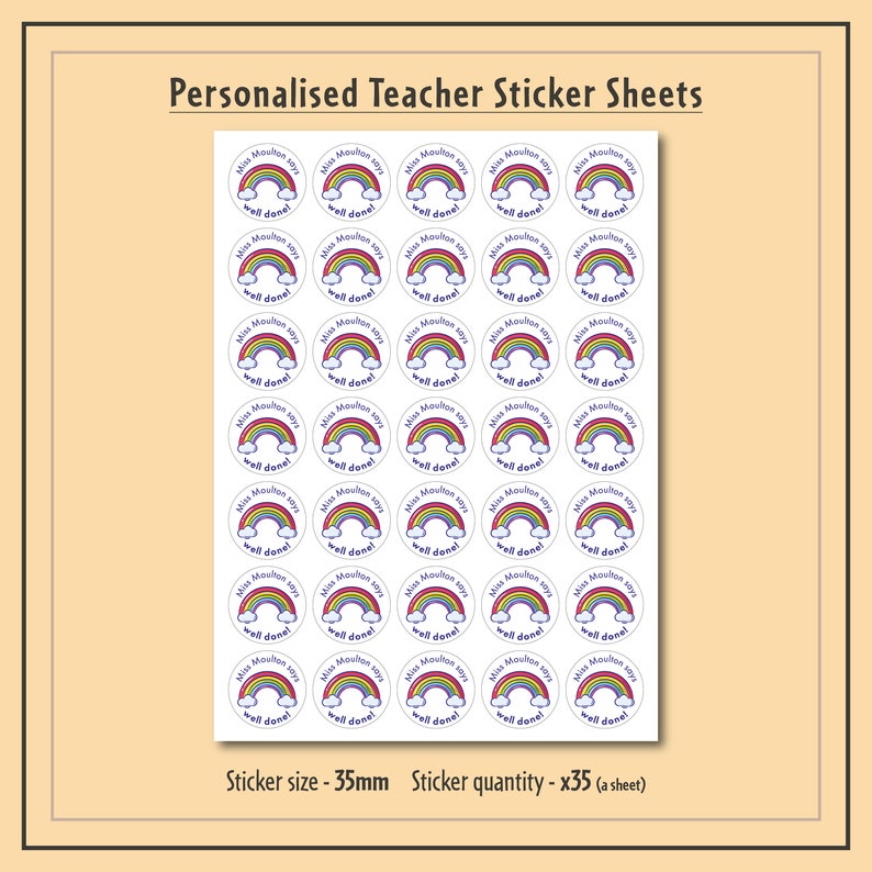Personalised Well Done Teacher Stickers Custom Made Stickers ...