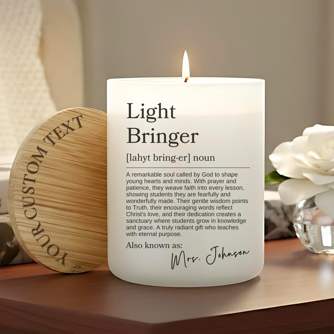 Personalized Teacher Gift Candle | Light Bringer Christian Teacher ...