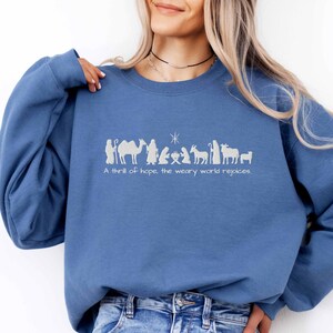 Embroidered Christian Christmas Sweatshirt Nativity Scene Sweater ...