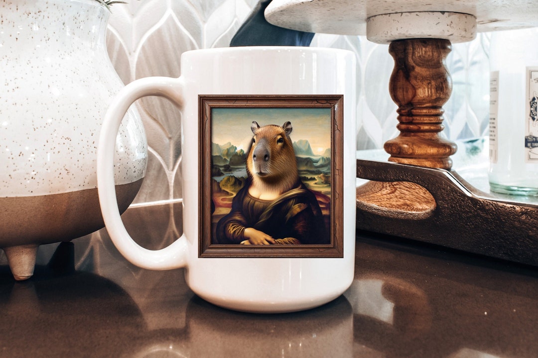 Capybara Mug Mona Lisa Capybara Da Vinci Capy Coffee Cup Animal Lover ...