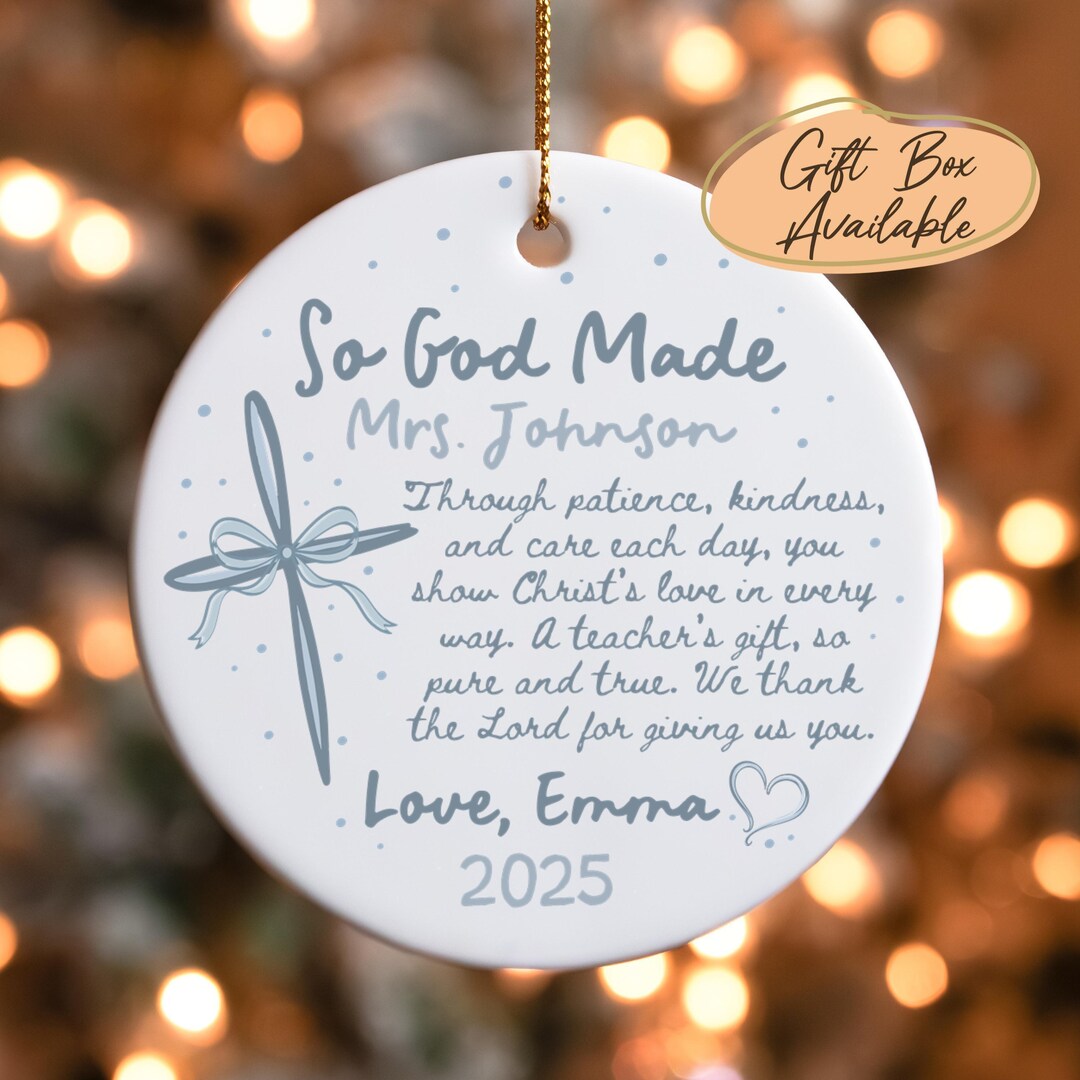 Custom Christian Teacher Ornament Christmas Gift From Student With Gift ...