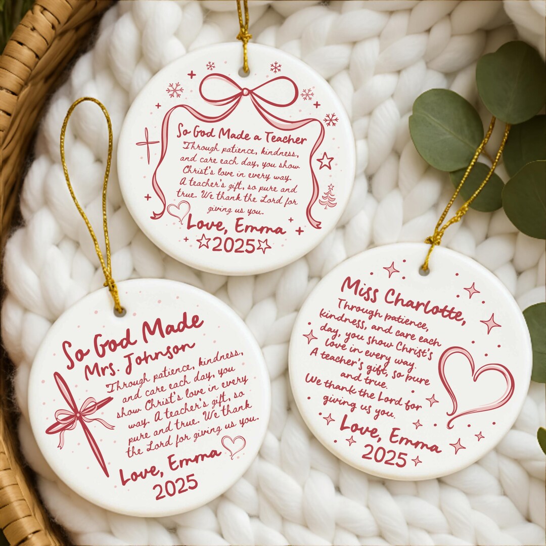 Custom Christian Teacher Ornament Christmas Gift From Student With Gift ...