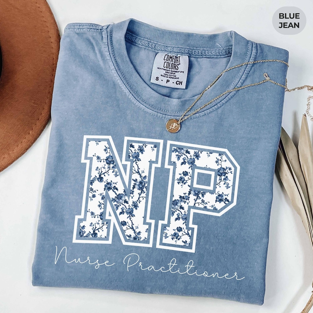 Nurse Practitioner Shirt, Nurse Practitioner Gifts, NP Blue Flora Toile ...