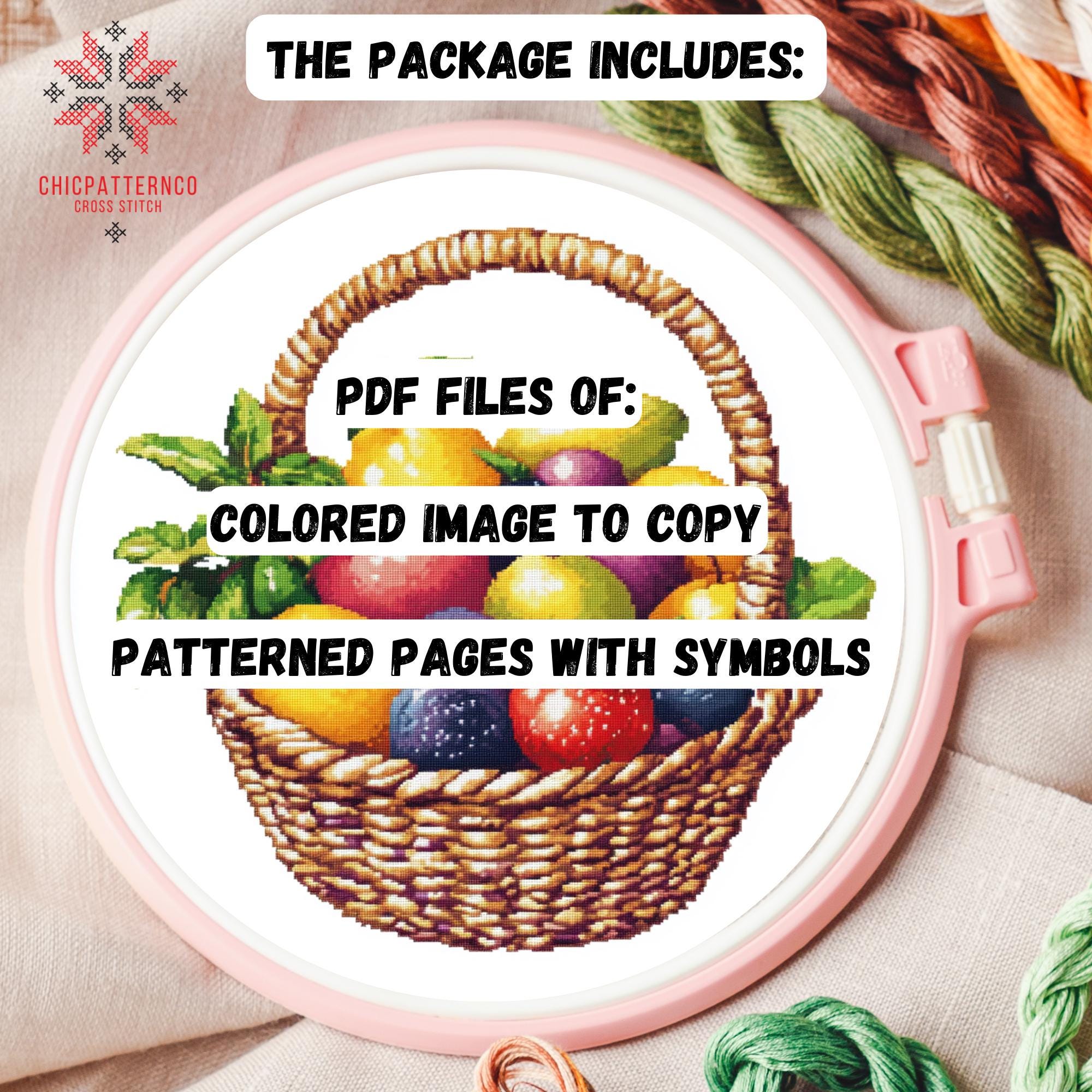 Fruit Basket Cross Stitch Pattern Embroidery, Cross Stitch Designs ...