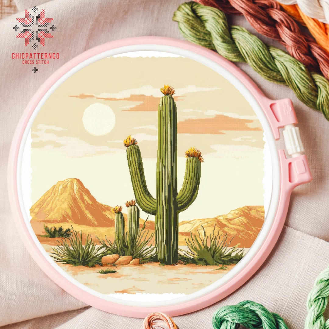 Desert Cross Stitch Pattern, Landscape Cross Stitch Designs, Cross ...