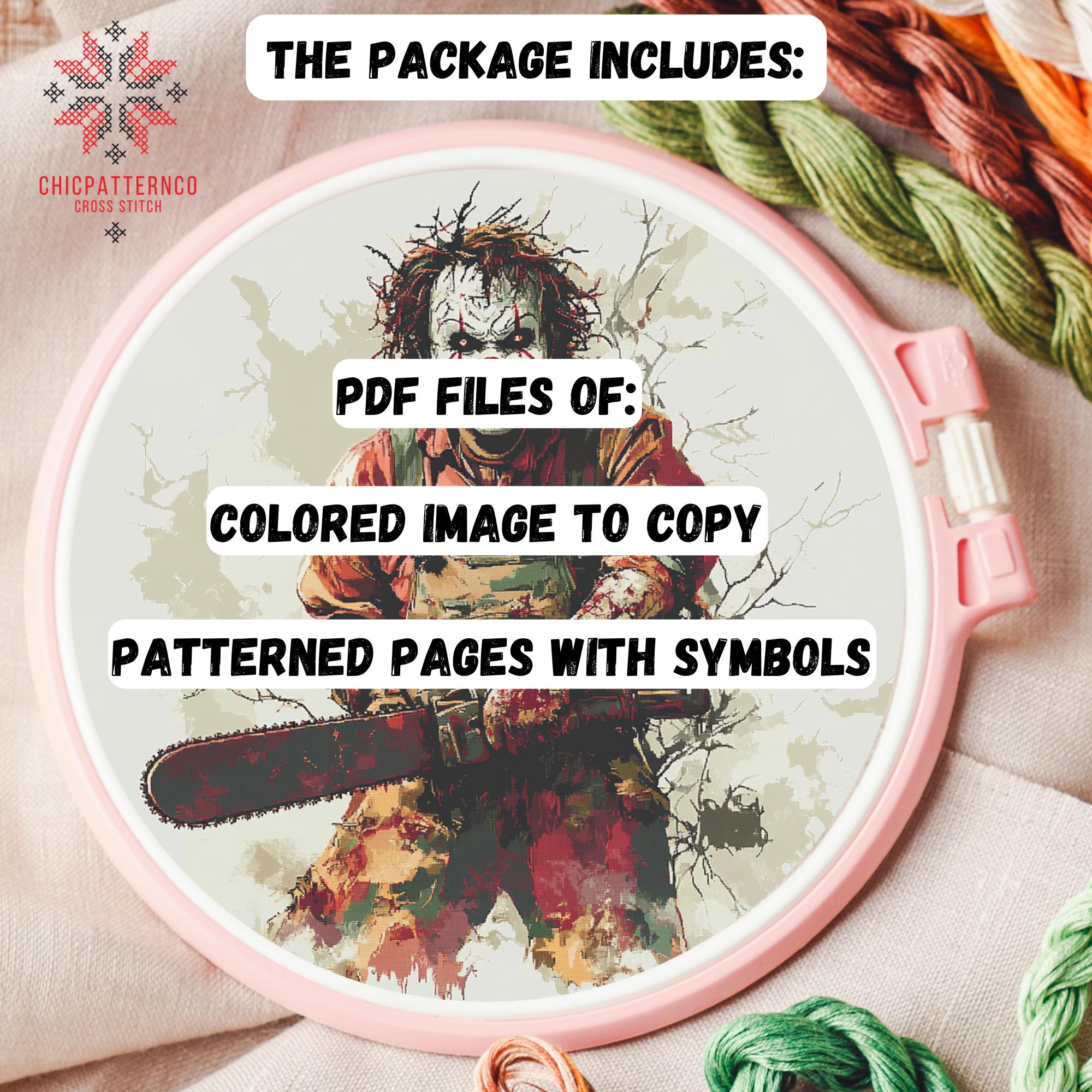 Horror Clown Cross Stitch Pattern Embroidery, Halloween Cross Stitch ...