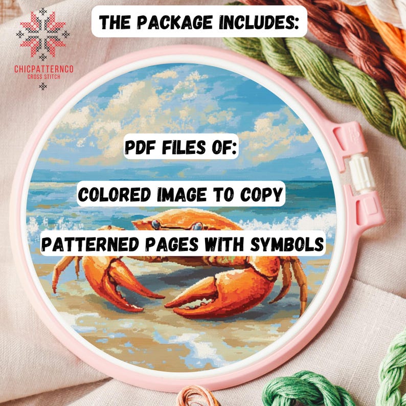 Crab Cross Stitch Pattern, Landscape Cross Stitch Designs, Beginner ...