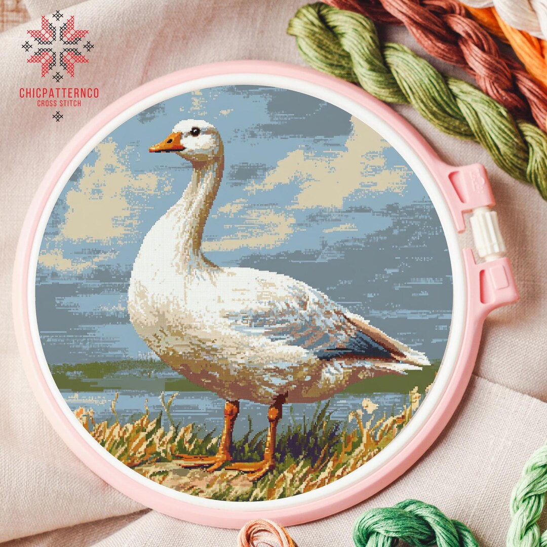Goose Cross Stitch Pattern, Landscape Cross Stitch Designs, Beginner ...