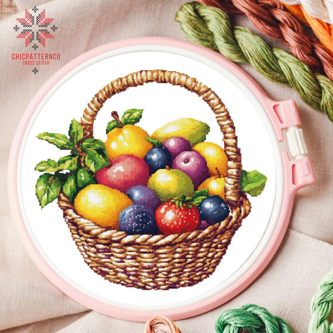 Fruit Basket Cross Stitch Pattern Embroidery, Cross Stitch Designs ...