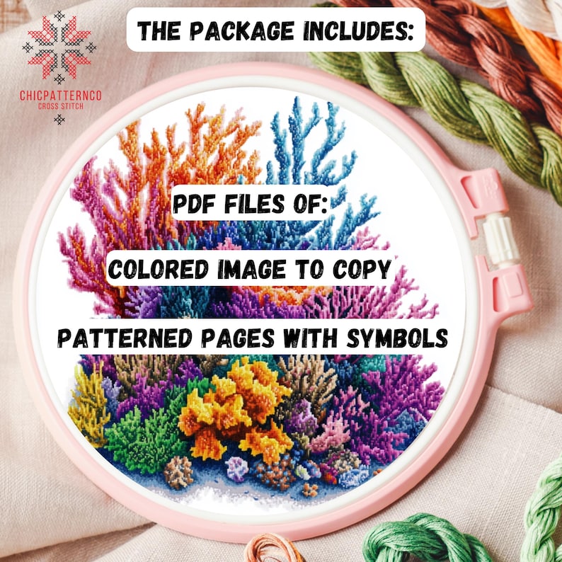 Coral Reef Cross Stitch Pattern, Landscape Cross Stitch Designs, Cross ...