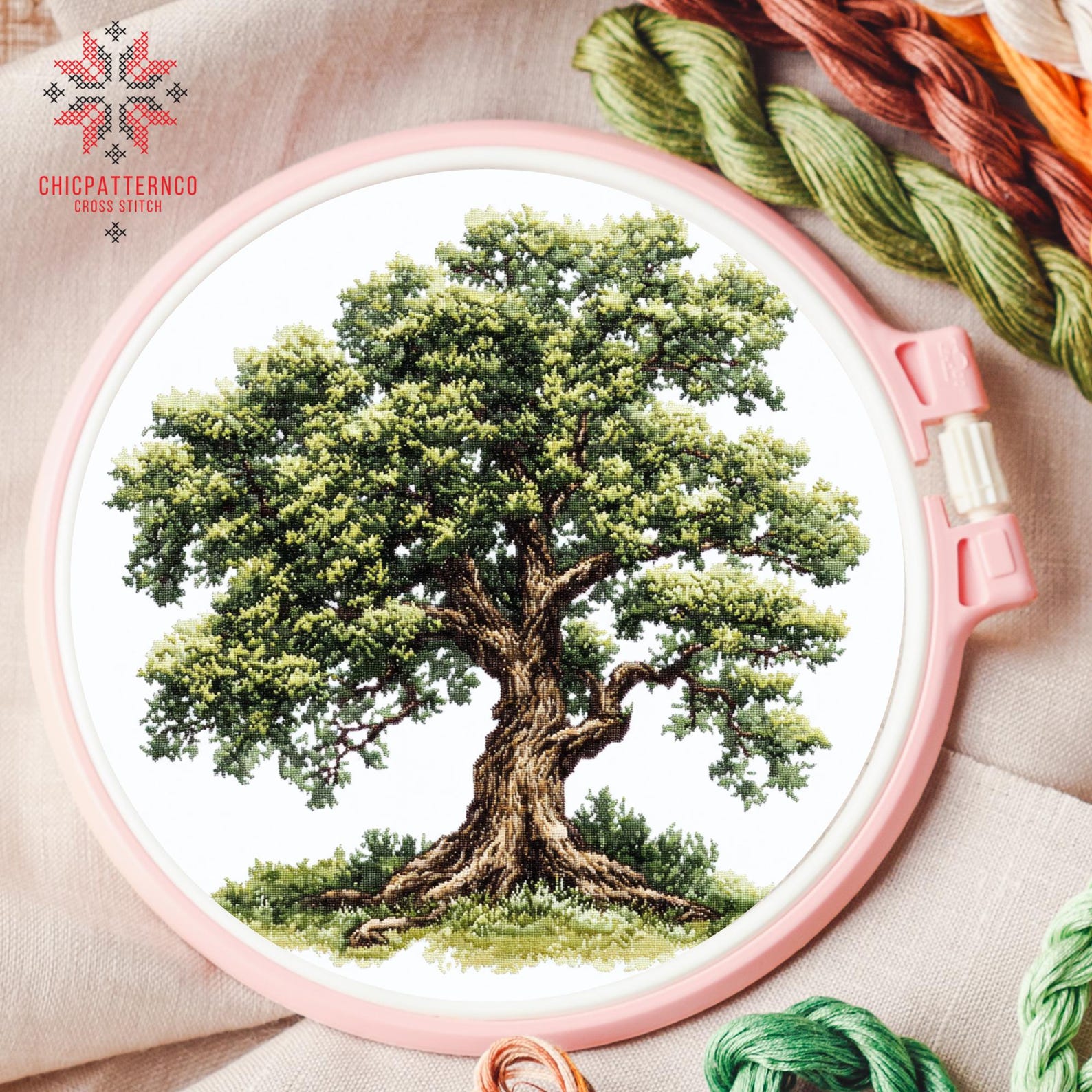 Oak Tree Cross Stitch Pattern, Landscape Cross Stitch Designs, Cross ...