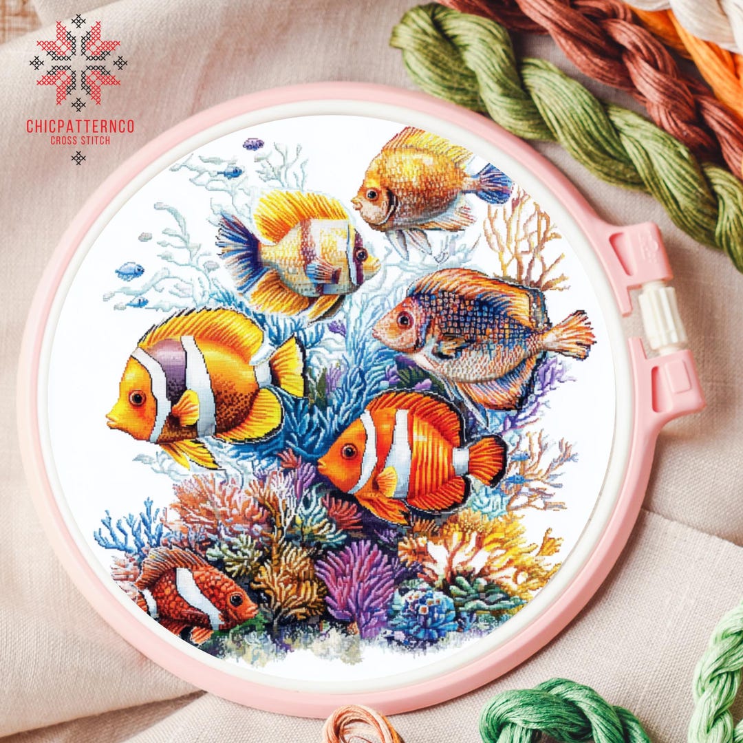 Tropical Fish Cross Stitch Pattern, Landscape Cross Stitch Designs ...