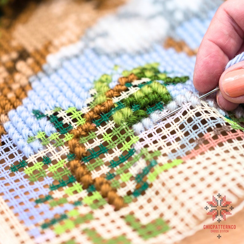 Tulip Field Stitch Pattern, Landscape Cross Stitch Designs, Cross ...