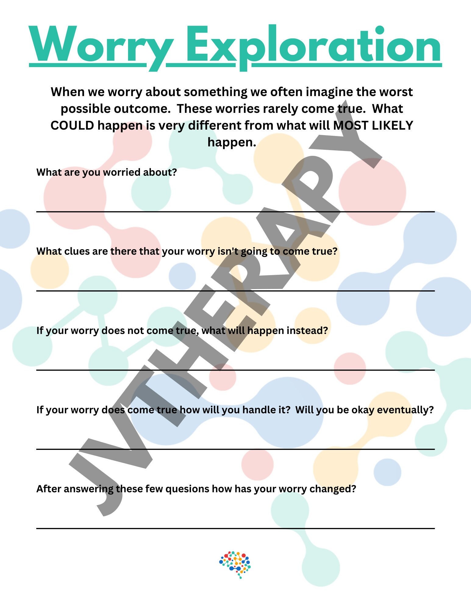 Worry Exploration Worksheet - Etsy