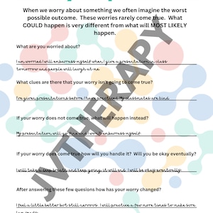 Worry Exploration Worksheet - Etsy