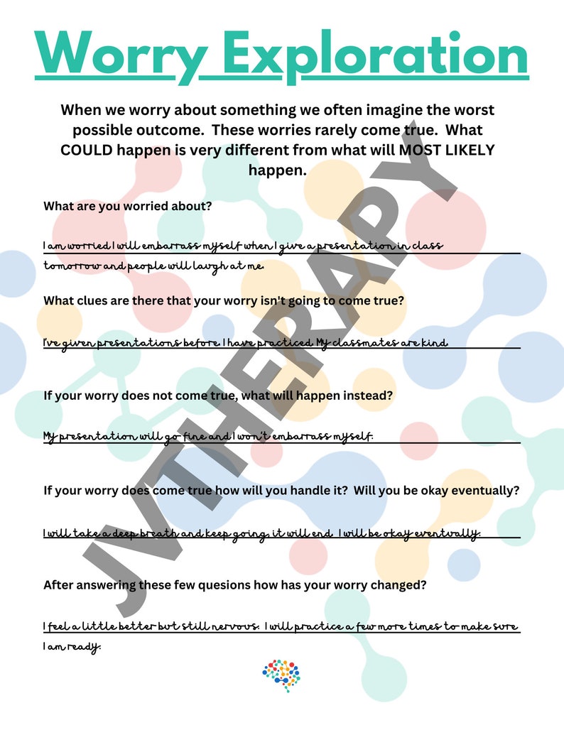 Worry Exploration Worksheet - Etsy