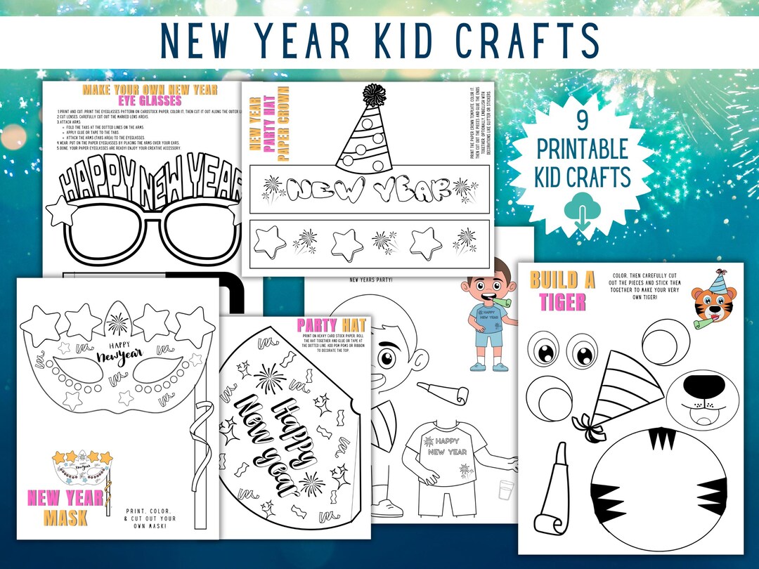 New Year Kids Craft Printable | New Year Party Activities for Kids ...