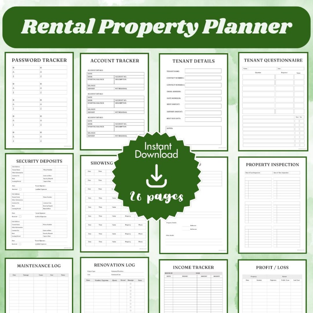 Rental Property Planner | Editable Canva Template | Landlord Organizer ...