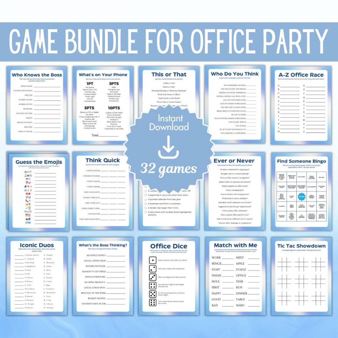 Office Party Game Bundle | Team Building Games for Work Events ...