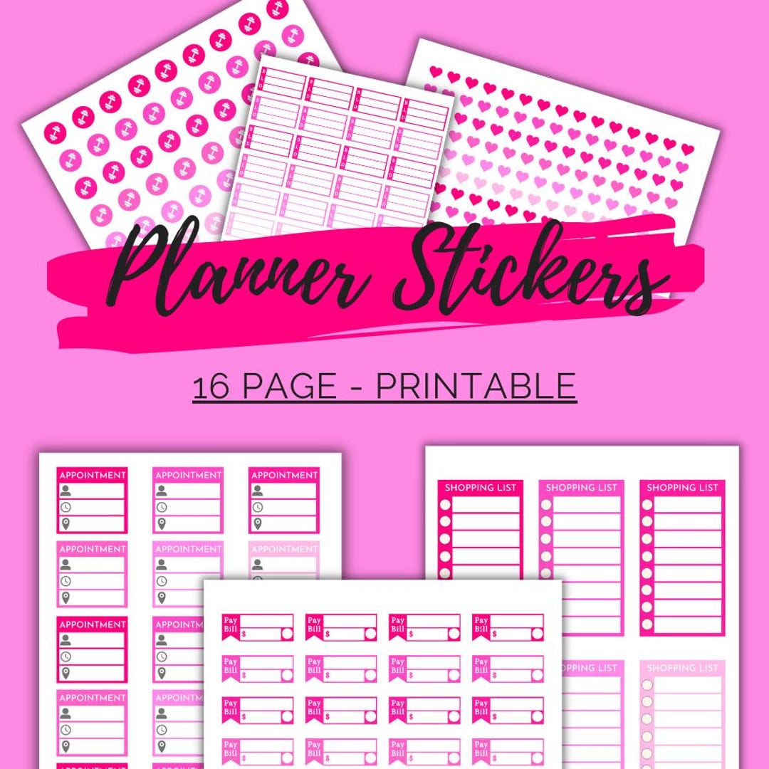 Pink Planner Stickers Bundle | Budget, To-do, Appointment (PDF + Canva ...