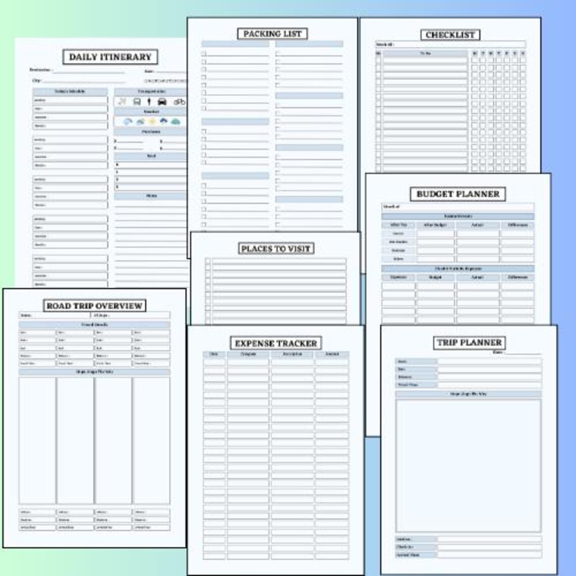 Editable Travel Planner – Printable + Canva Template | Business ...