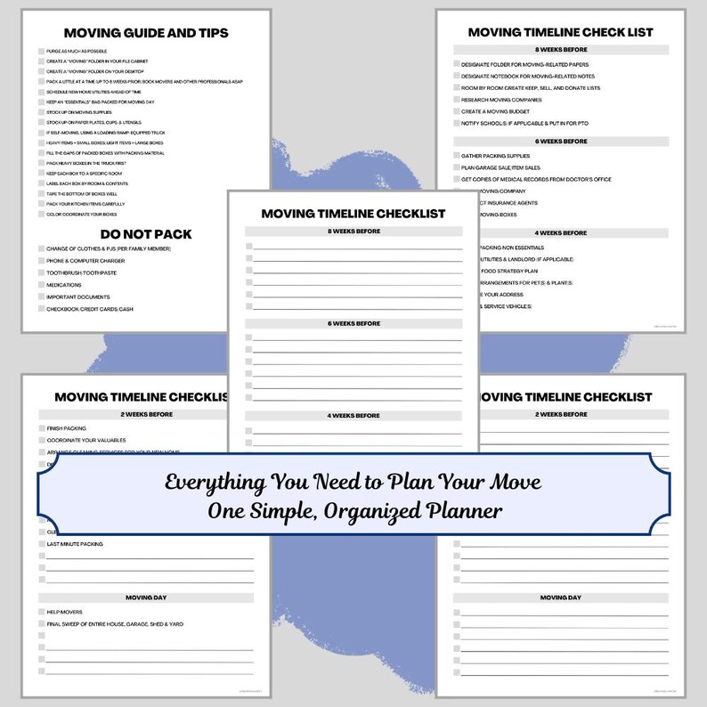 Editable Moving Planner Template and Printable PDF | Moving Checklist ...