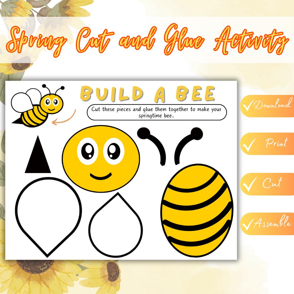 Build a Bee Craft Printable | Kids Cut and Paste Activity (digital ...