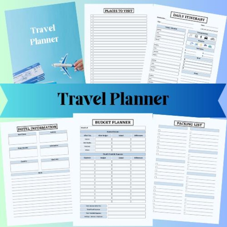 Editable Travel Planner – Printable + Canva Template | Business ...