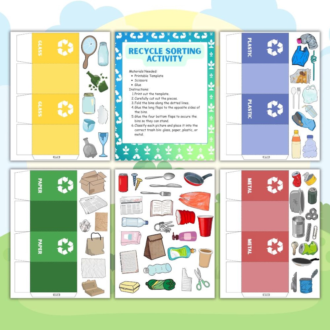 Recycling Sorting Activity Printable | Earth Day Activity, Preschool ...
