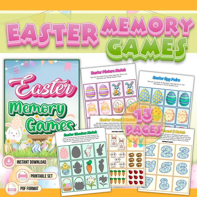 Easter Memory Game Printable | Matching Game for Kids | Easter Activity ...