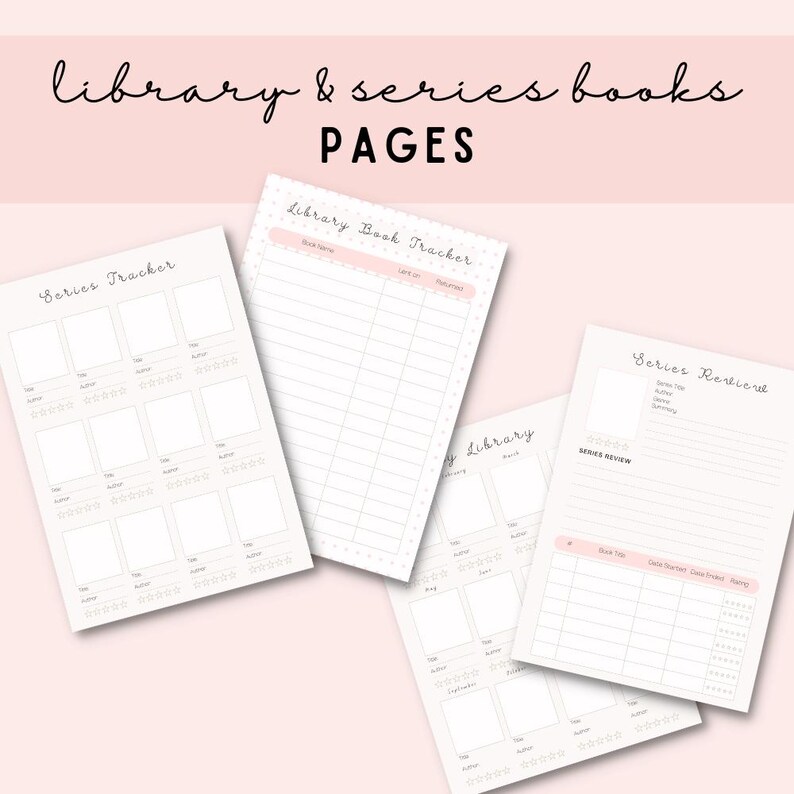 Pink Reading Planner Bundle | Book Tracker, Log, Wishlist (instant ...