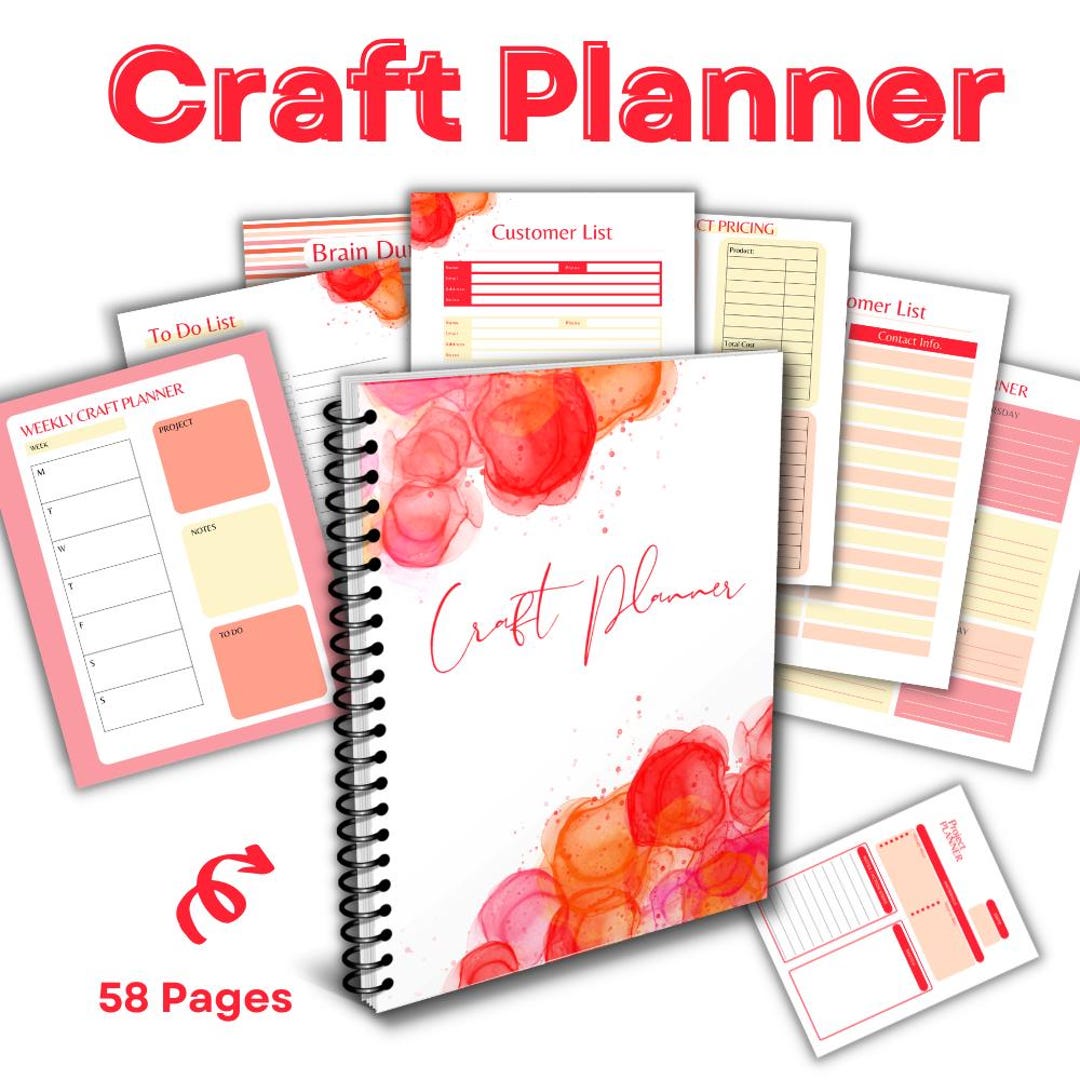 Red Craft Planner Bundle With Wall Calendar | Printable Craft Business ...