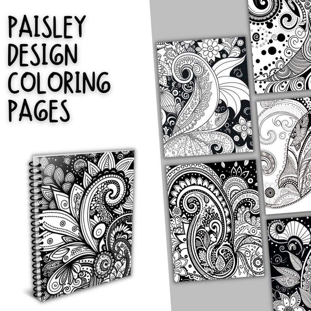 Intricate Paisley Coloring Pages | Adult Relaxation, Stress Relief (PDF ...