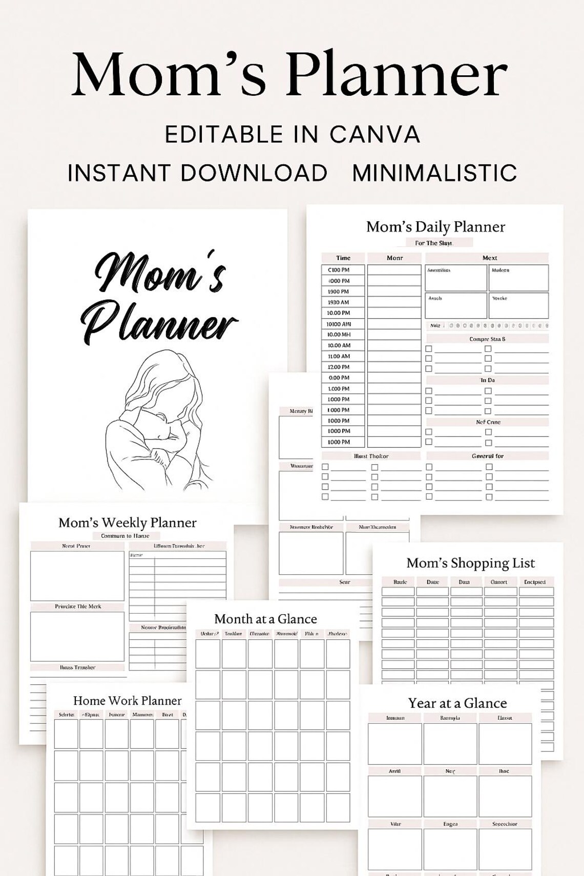 Mom's Planner: Daily, Weekly, Monthly Organizers - Editable Canva ...