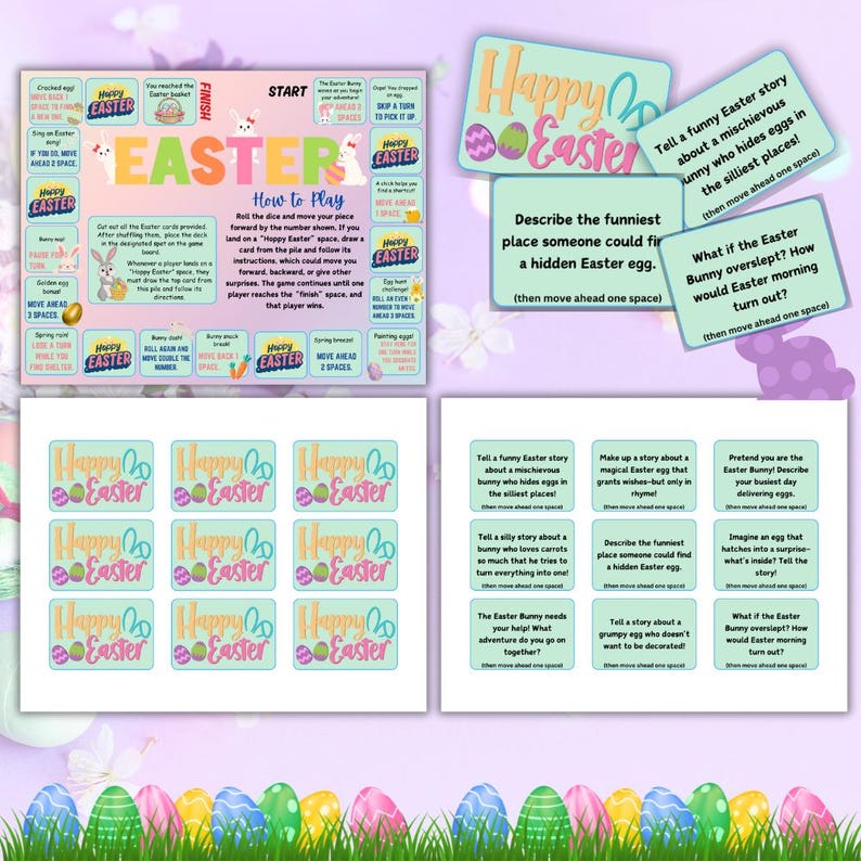 Easter Board Game Printable | Kids Easter Game Bundle, Easter Charades ...