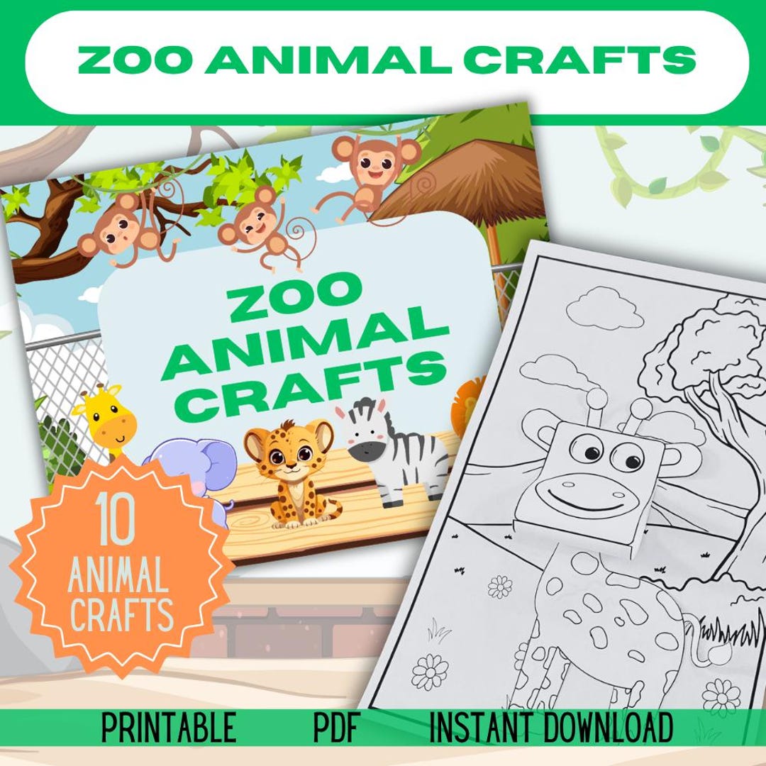 Zoo Animal Craft Printable | Cut & Paste Activity for Kids (PDF ...