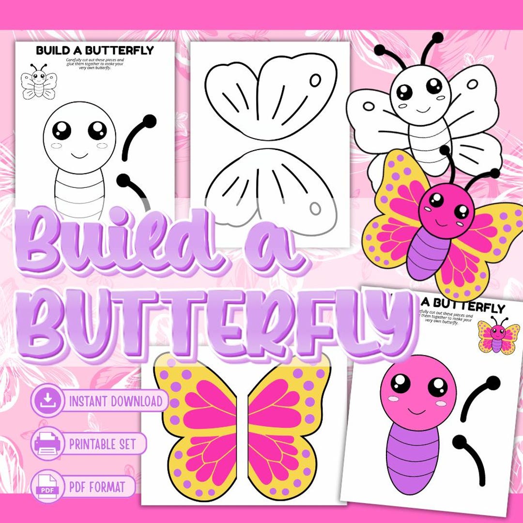 Build a Butterfly Craft Printable | Cut and Paste Activity | Kids ...