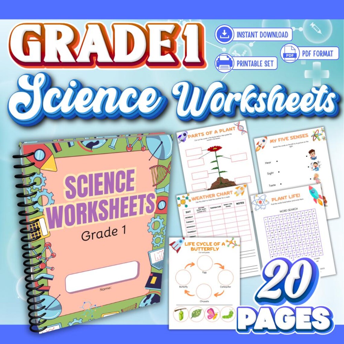 Grade 1 Science Worksheets Bundle | Life Cycles, Weather, States of ...