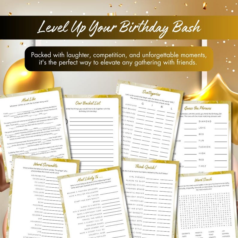 Birthday Party Games for Adults Printable | Fun Girls Night & Birthday ...