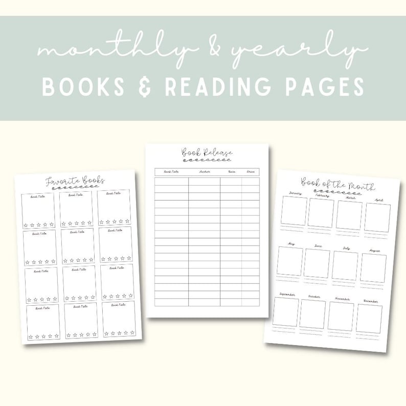 Minimal Black and White Reading Journal Planner | Book Tracker Log ...