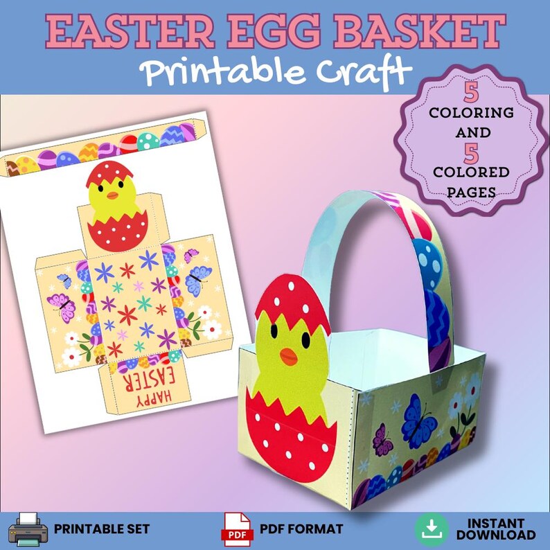 Easter Egg Basket Craft Printable | Kids Cut and Assemble Activity ...